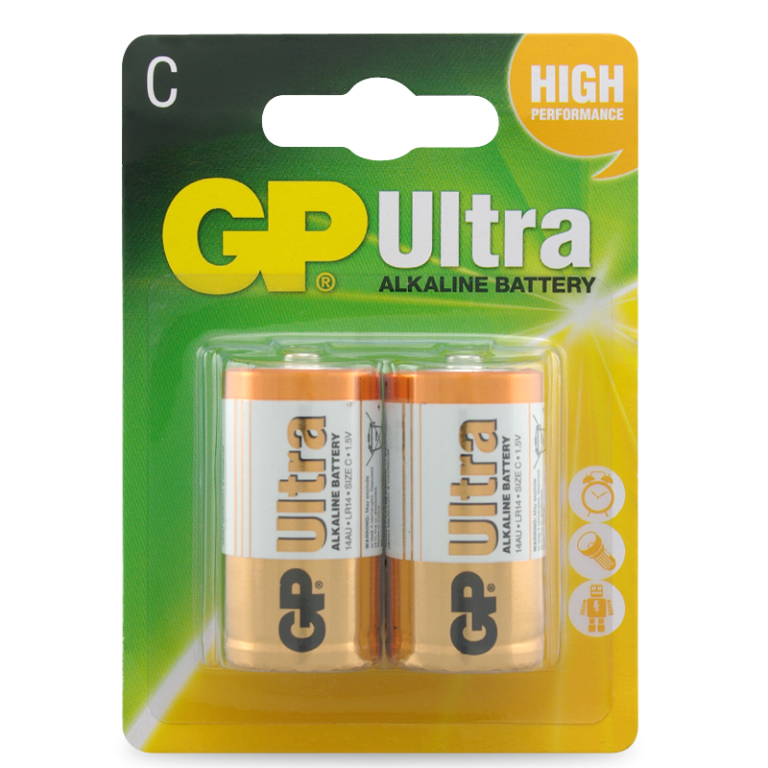 GP 1.5V Ultra Alkaline C Battery - Card of 2 | Powercell